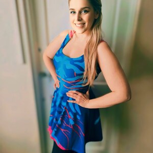 Twilight Mirage: Blue and Pink Banshee Skater Dress - Etsy