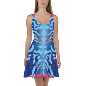 Twilight Mirage: Blue and Pink Banshee Skater Dress - Etsy