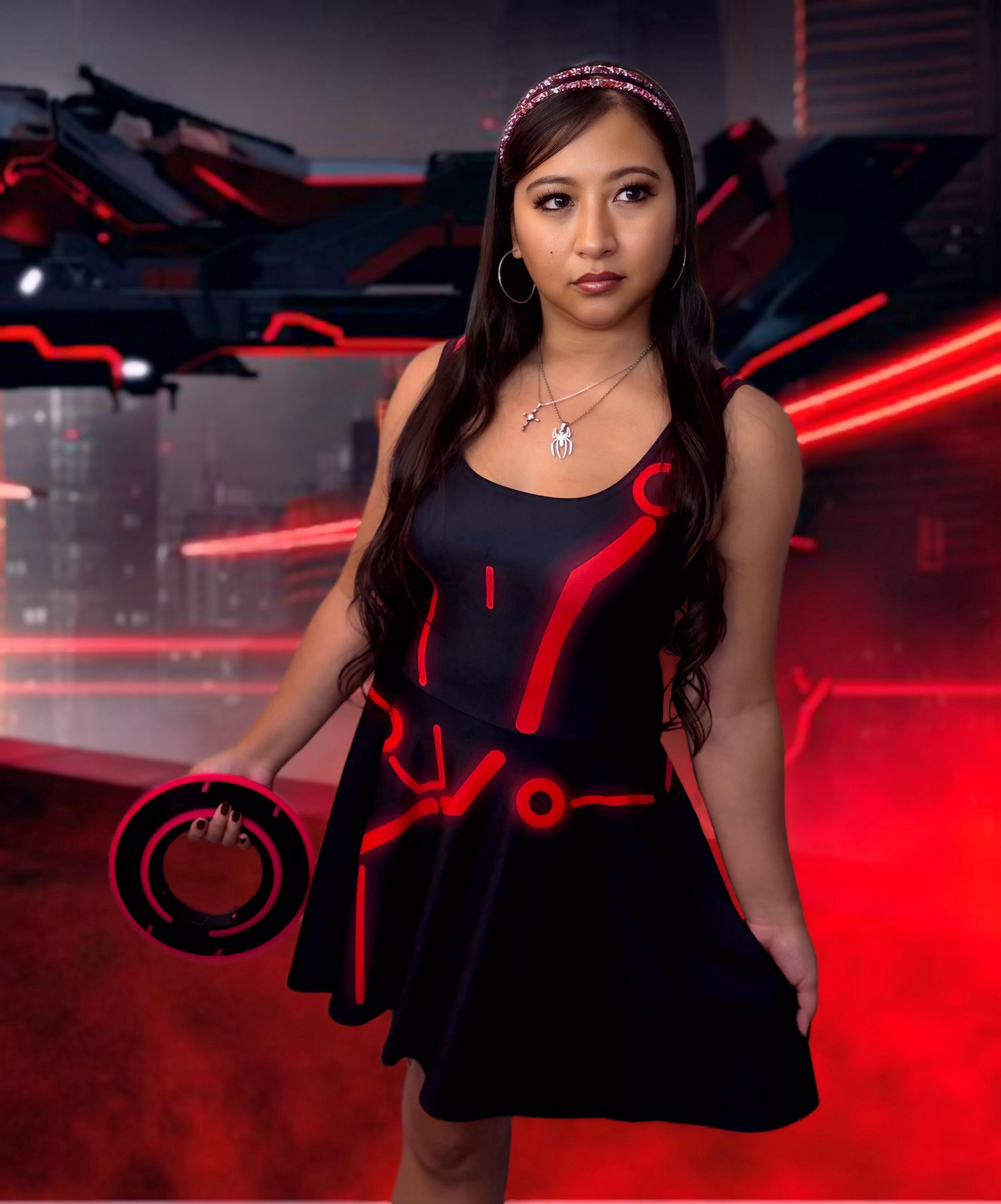 TRON Disneybound Skater Dress: Red Futuristic Cosplay Outfit - Etsy