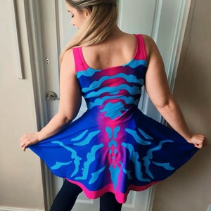 Twilight Mirage: Blue and Pink Banshee Skater Dress - Etsy