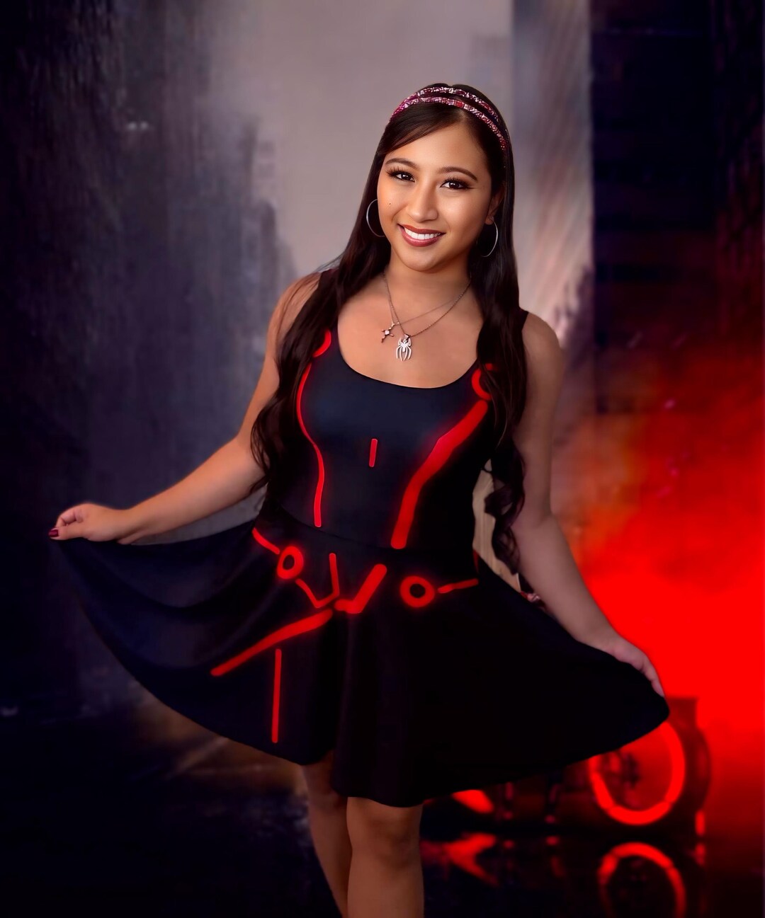 TRON Disneybound Skater Dress: Red Futuristic Cosplay Outfit - Etsy