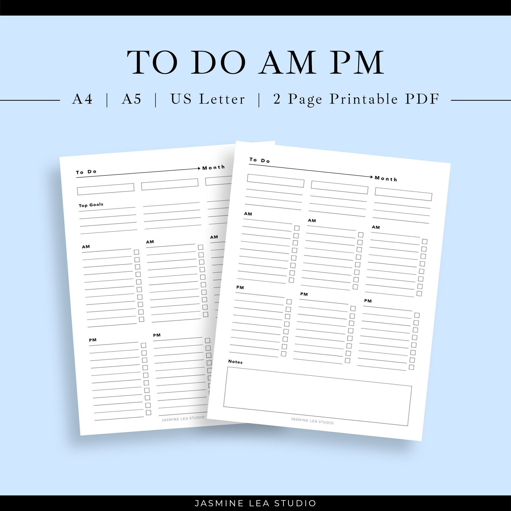 Minimal to Do Am Pm Planner Printable, Simple Daily to Do Am Pm Pdf ...