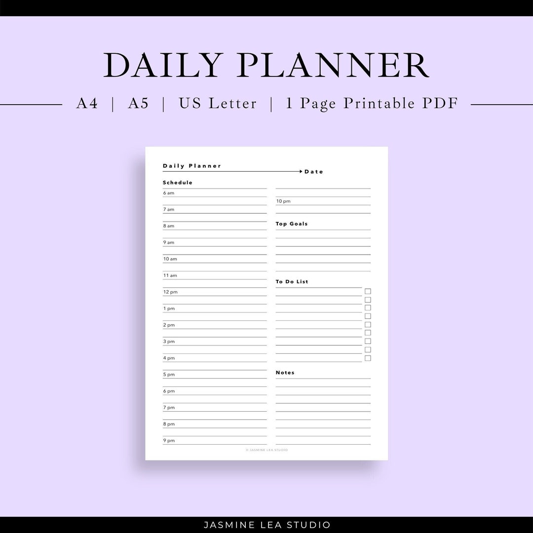 Simple Functional Daily Planner Printable, Personal/work Daily Planner ...