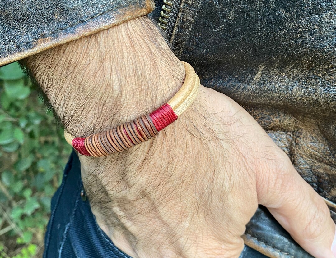 Unisex Tan Braided Leather Bracelet: Bolo Style Cuff - Etsy