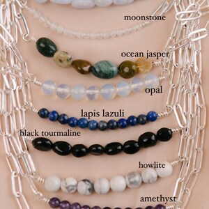 Crystal Chain Necklaces, Dainty Healing Gemstone Necklace, Paperclip ...