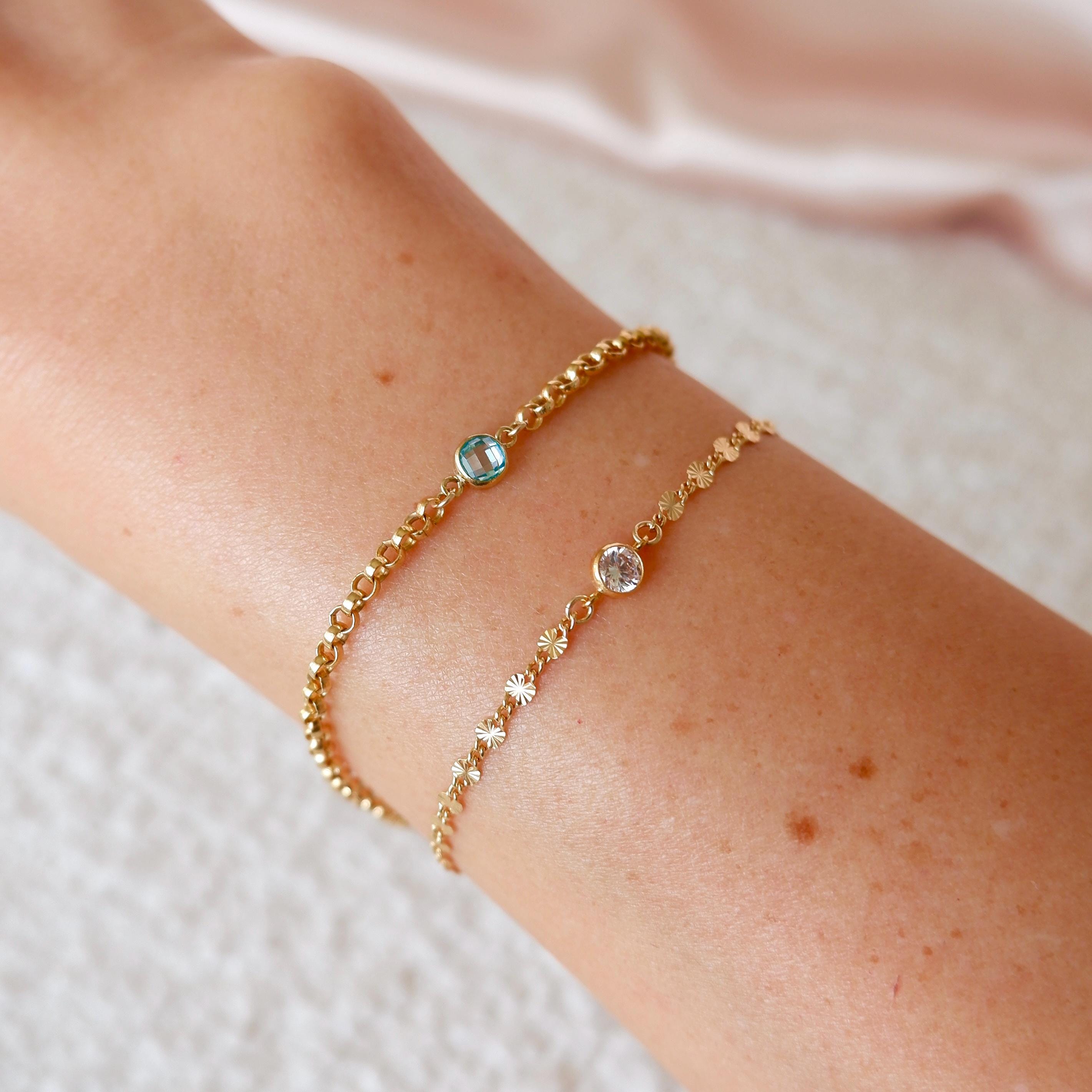Custom Birthstone Bracelet: 14K Gold Filled or Sterling Silver - Etsy