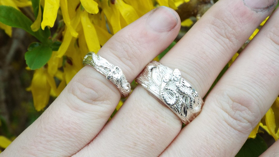 Sterling Silver Snake Couples Ring Set: Nature Inspired Bands - Etsy
