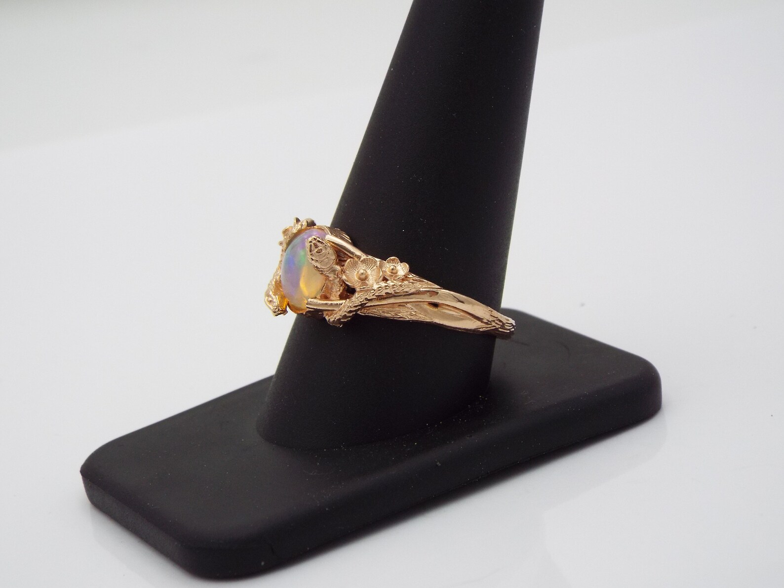 14k Gold Snake Ring: Opal Flower Garden Serpent Ring - Etsy