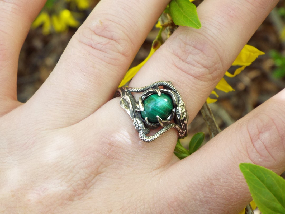 Forest of Snakes, Nature Inspired Serpent Ring, Malachite Snake Ring ...