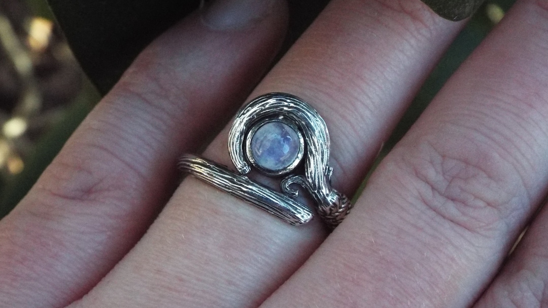 The White Mage Staff Ring With Moonstone - Magical Jewelry for Wizards ...
