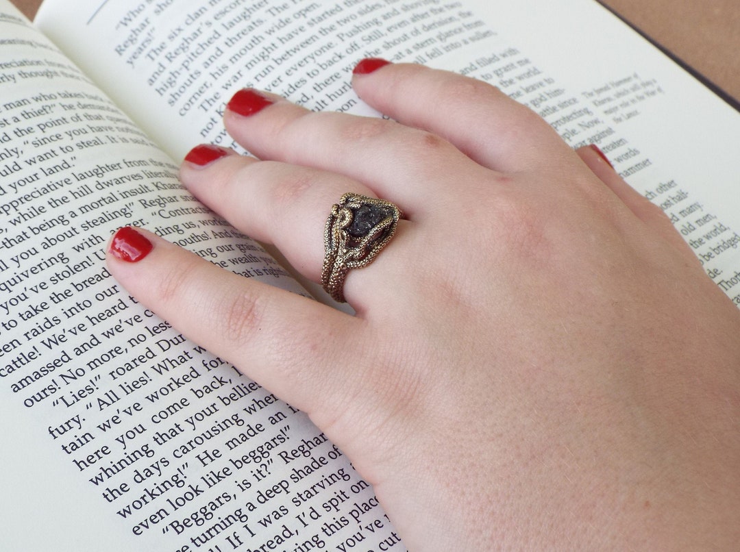 Octopus Raw Black Diamond Bridal Set, Rough Black Diamond Fantasy Rings ...