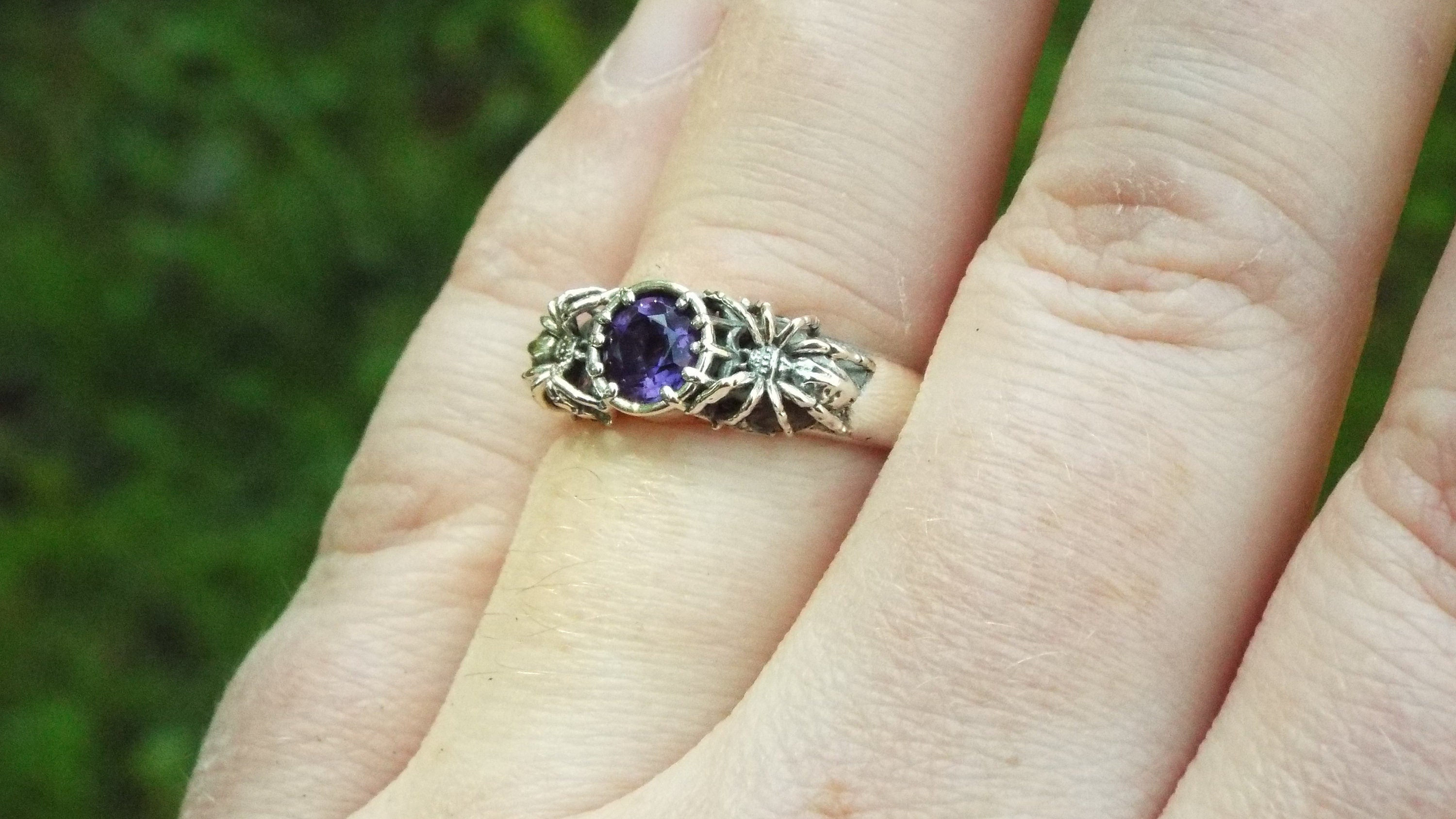 Amethyst Spider Ring: Sterling Silver Goth Jewelry - Etsy