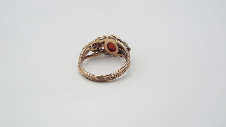 14k Gold Snake Ring: Garnet Flower Garden Ring - Etsy