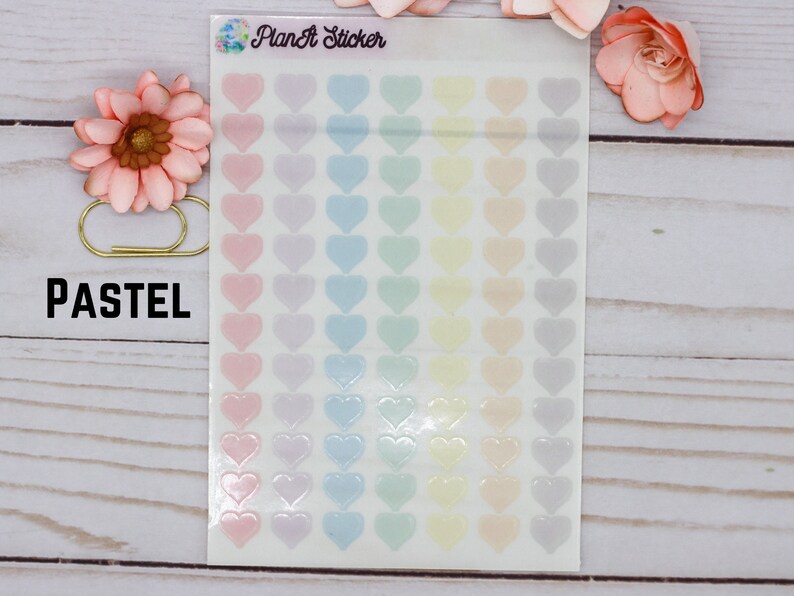 Colored Large Heart Stickers Planner Stickers Transparent | Etsy