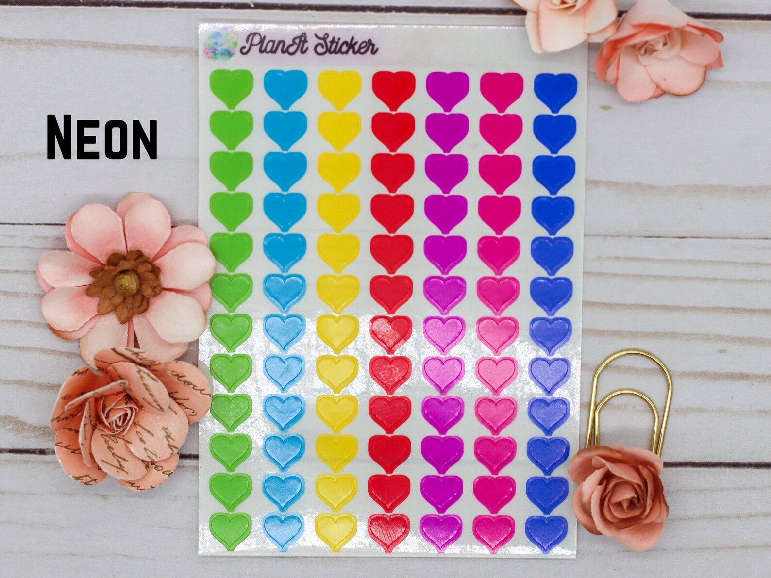 Colored Large Heart Stickers Planner Stickers Transparent | Etsy