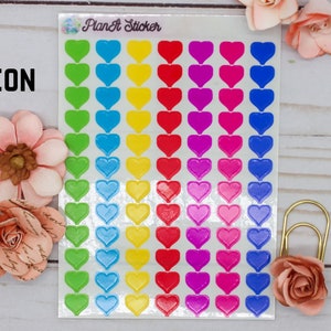 Colored Large Heart Stickers - Planner Stickers - Transparent Stickers ...