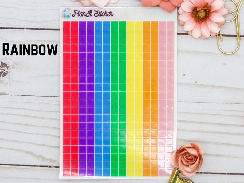 Colored Mini Square Stickers Planner Stickers Transparent Stickers ...