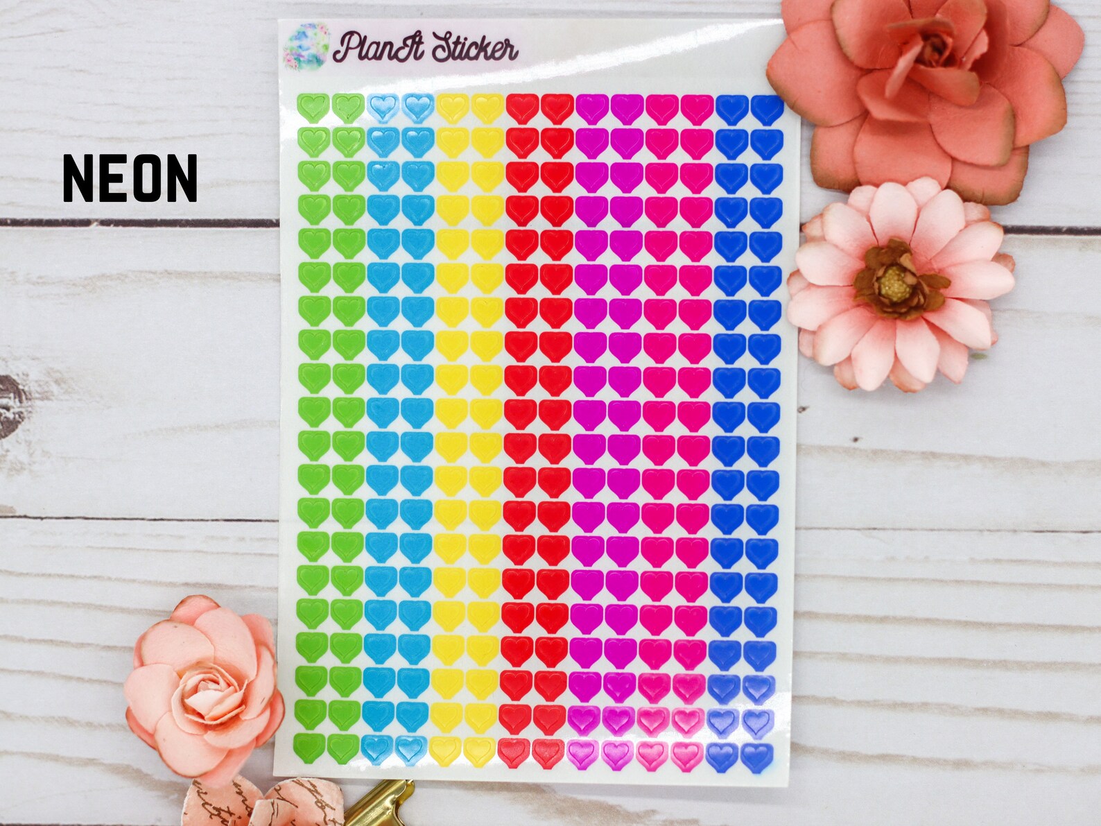 Colored Mini Heart Stickers Planner Stickers Transparent - Etsy