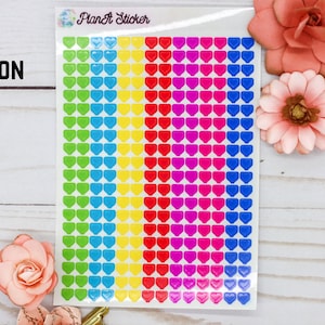 Colored Mini Heart Stickers - Planner Stickers - Transparent Stickers ...