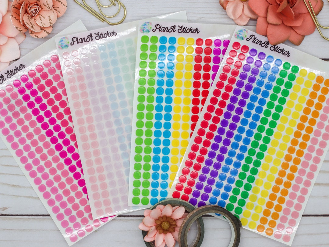 Colored Mini Dot Stickers - Planner Stickers - Transparent Stickers ...