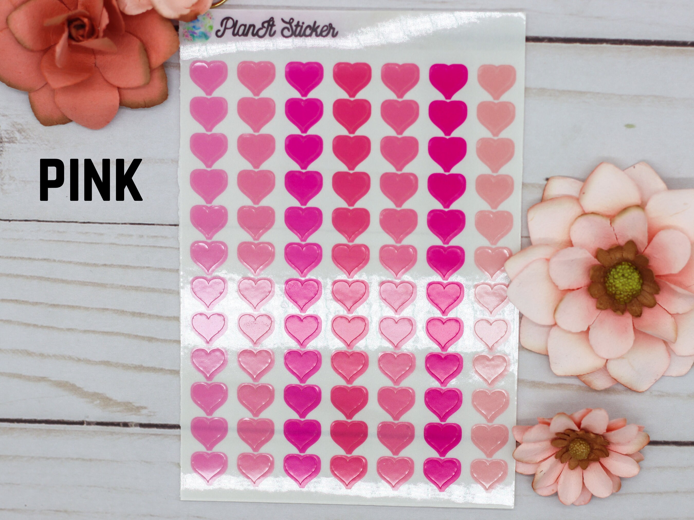 Colored Large Heart Stickers Planner Stickers Transparent | Etsy