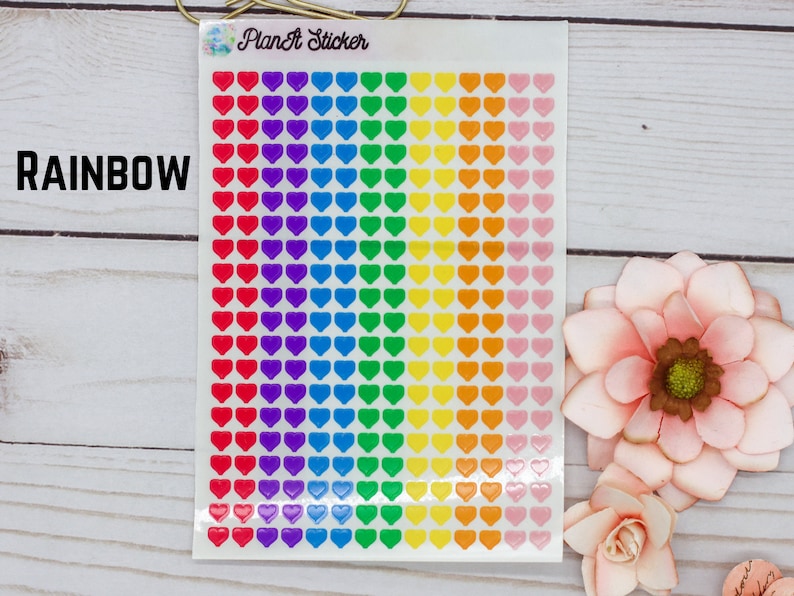 Colored Mini Heart Stickers Planner Stickers Transparent - Etsy