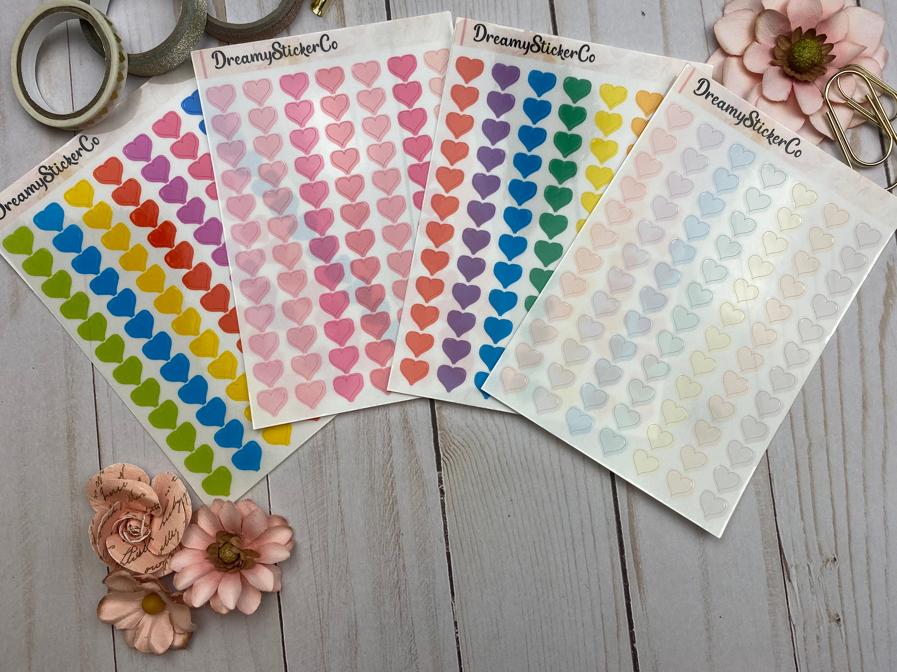 Colored Large Heart Stickers Planner Stickers Transparent | Etsy