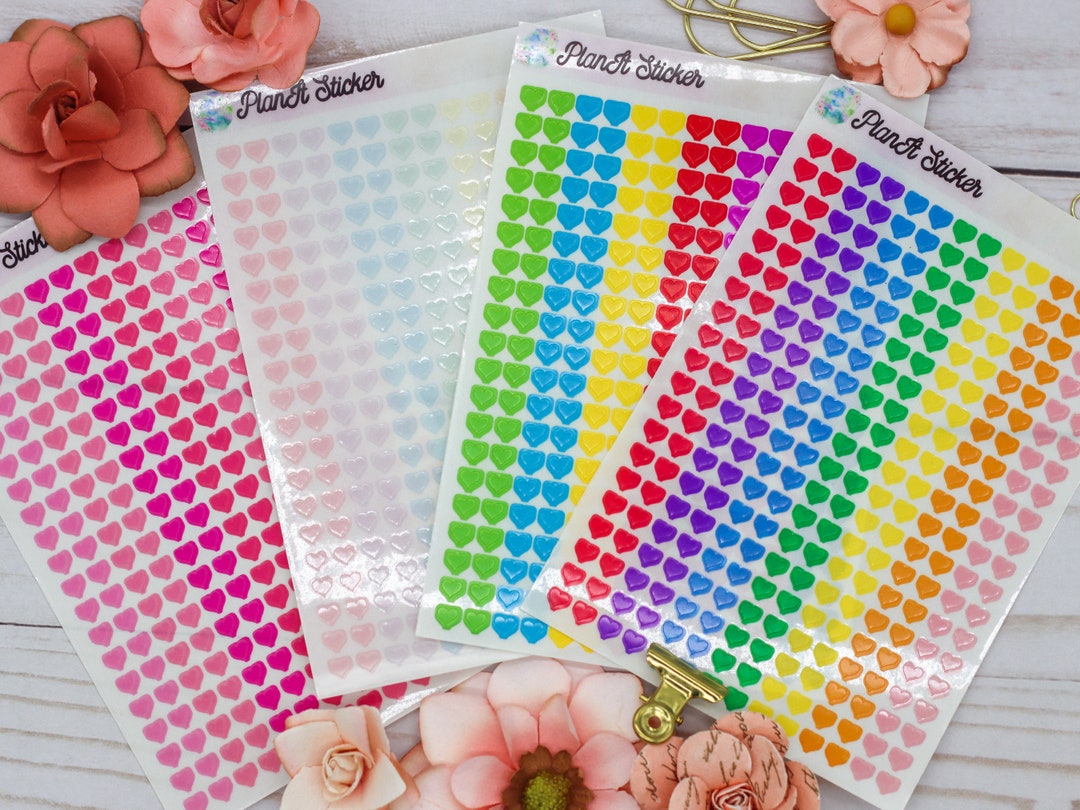 Colored Mini Heart Stickers - Planner Stickers - Transparent Stickers ...