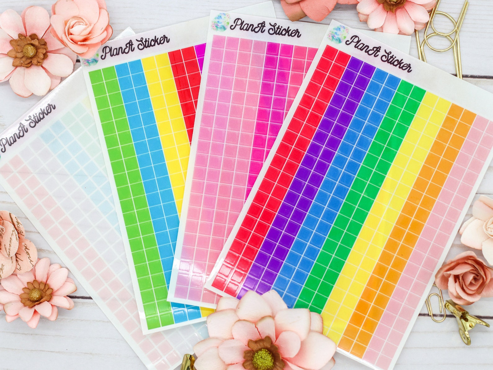 Colored Mini Square Stickers Planner Stickers Transparent Stickers ...