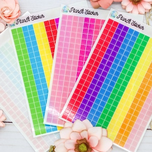 Colored Mini Square Stickers - Planner Stickers - Transparent Stickers ...
