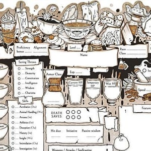 D&D Character Sheets - Coffeehouse| Printable Dnd 5e Character Coffee ...