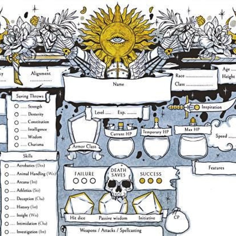 D&d Character Sheet Green - Etsy