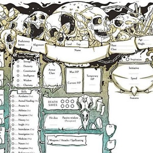 D&D Character Sheets | Printable Character Sheets Death Theme - Etsy