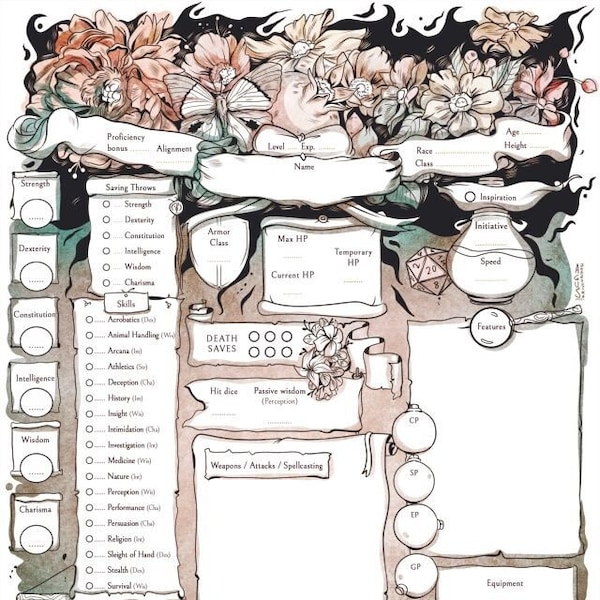 Tree of Life Character Sheet Interactive PDF Printable for Your Dnd ...