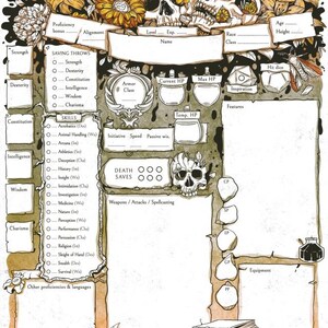 15 Hand-drawn D&D 5e Character Sheets Multiple Color Versions in One ...