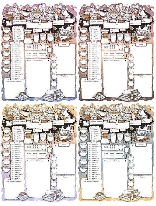 D&D Character Sheets - Coffee Shop| Printable Dnd 5e Character Coffee ...
