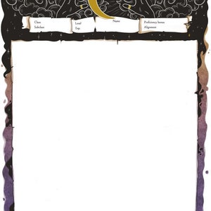 D&D Character Sheets Printable Dnd 5e Character Sheets Moon Theme ...