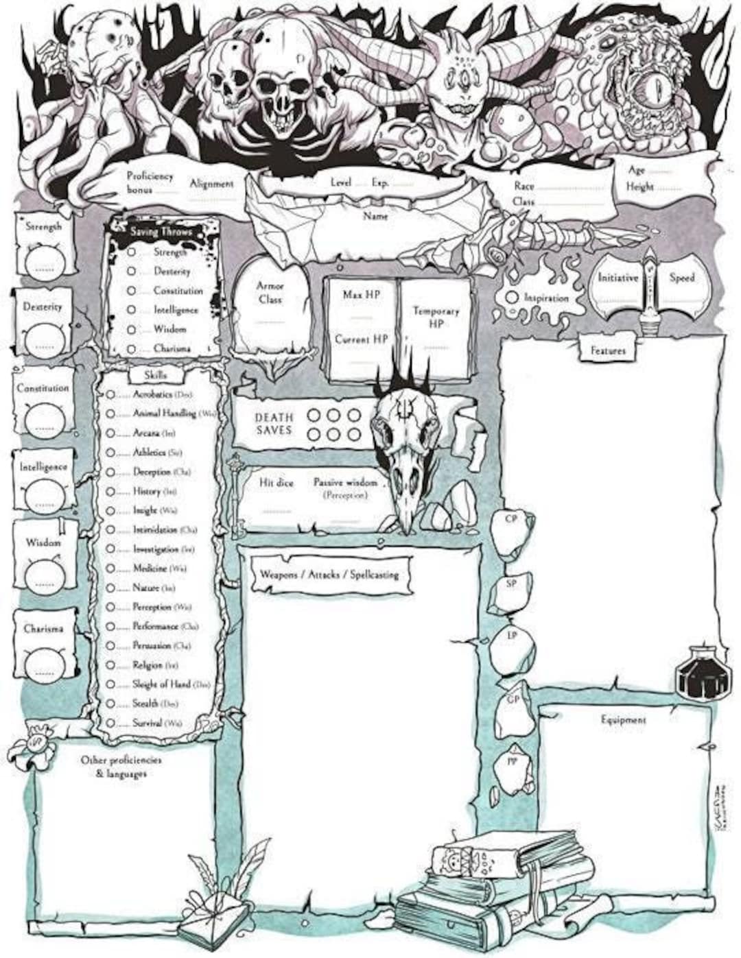 D&D 5e Monster Character Sheets: Printable RPG Sheets (digital Download ...