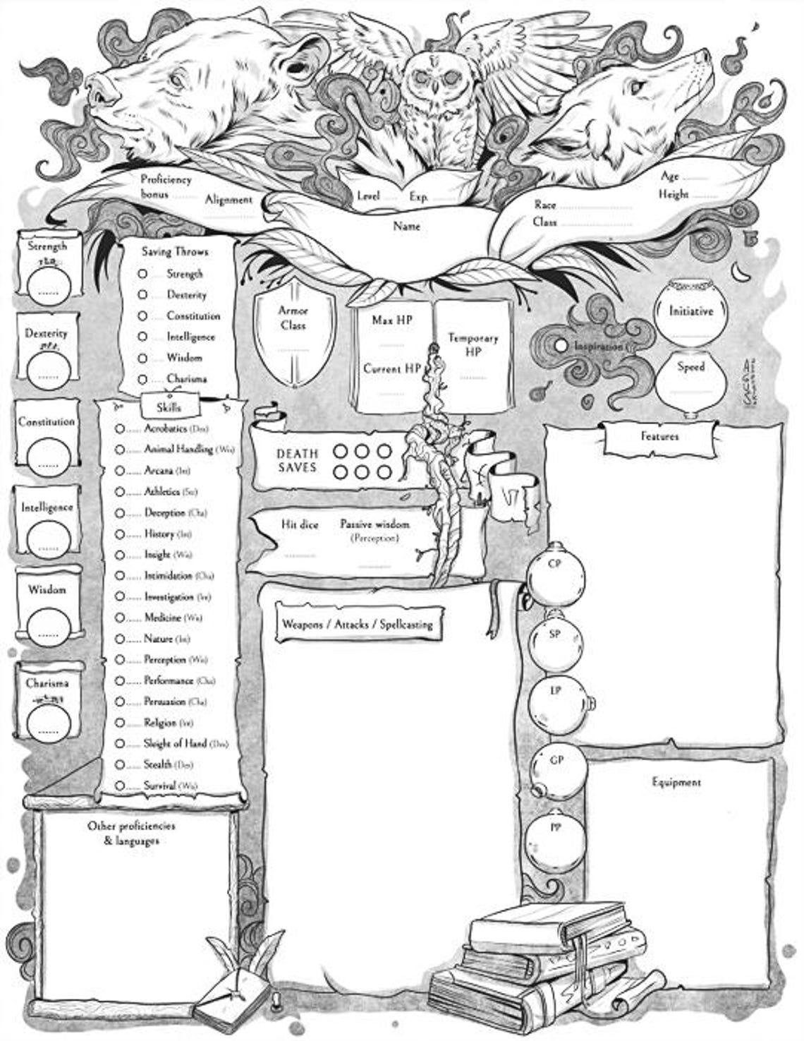 D&D 5e Druid Character Sheets: Printable RPG Sheets (PDF) - Etsy UK