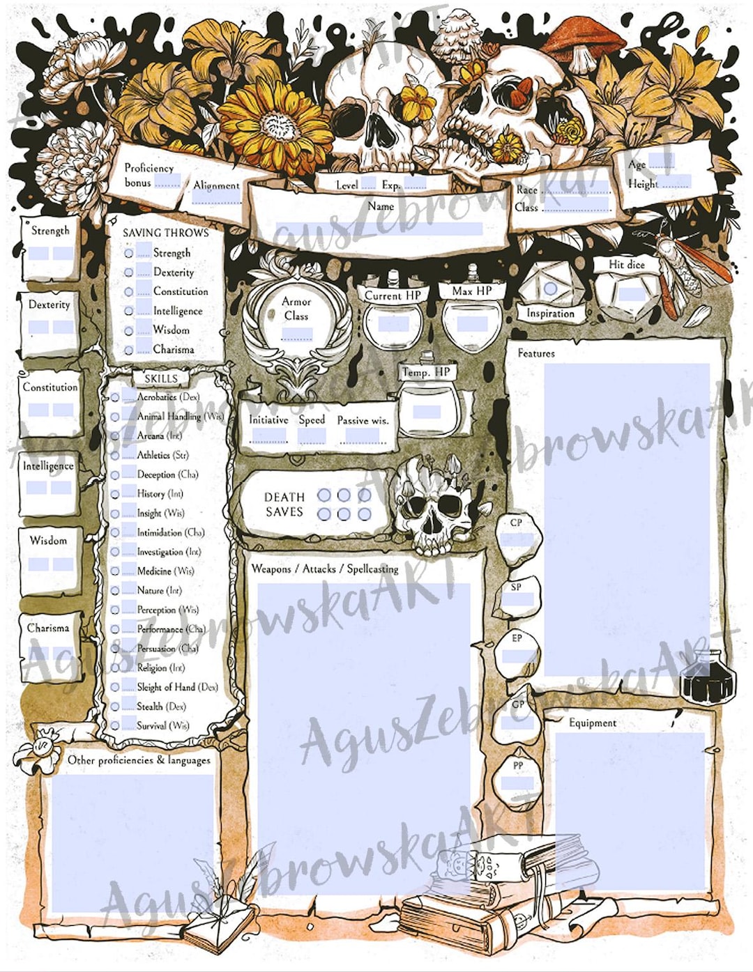 D&D 5e Character Sheets - Form Fillable Sheets | Custom Death Feywild ...