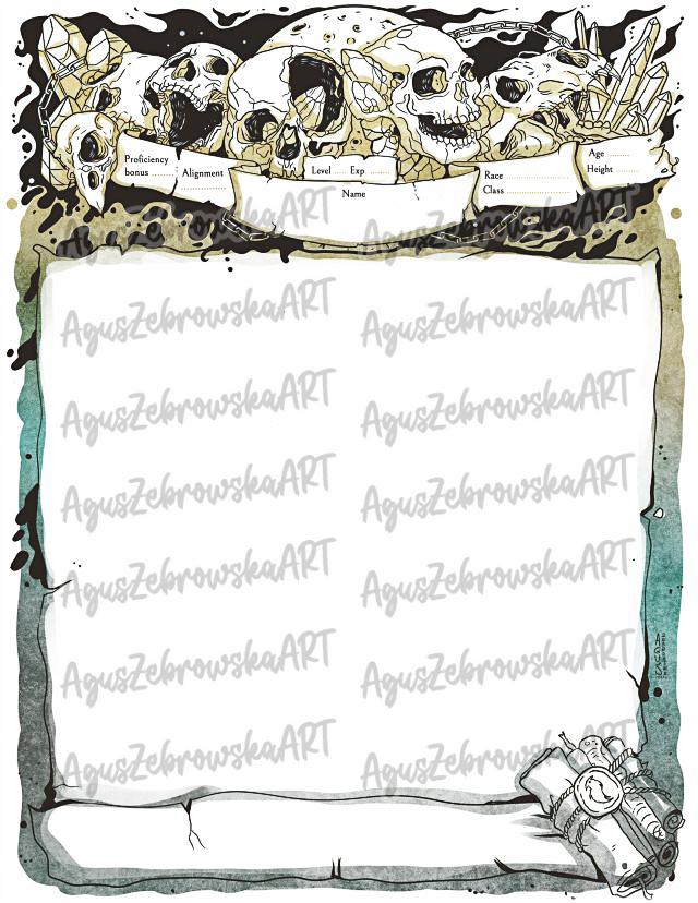 Death Theme D&D 5e Character Sheets | Printable RPG Sheets (PDF) - Etsy ...