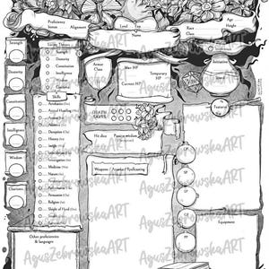D&D Character Sheets - Flowers | Printable Dnd 5e Character Sheets ...