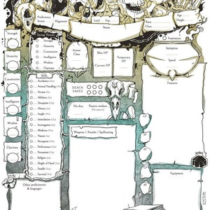 15 Hand-drawn D&D 5e Character Sheets Multiple Color Versions in One ...