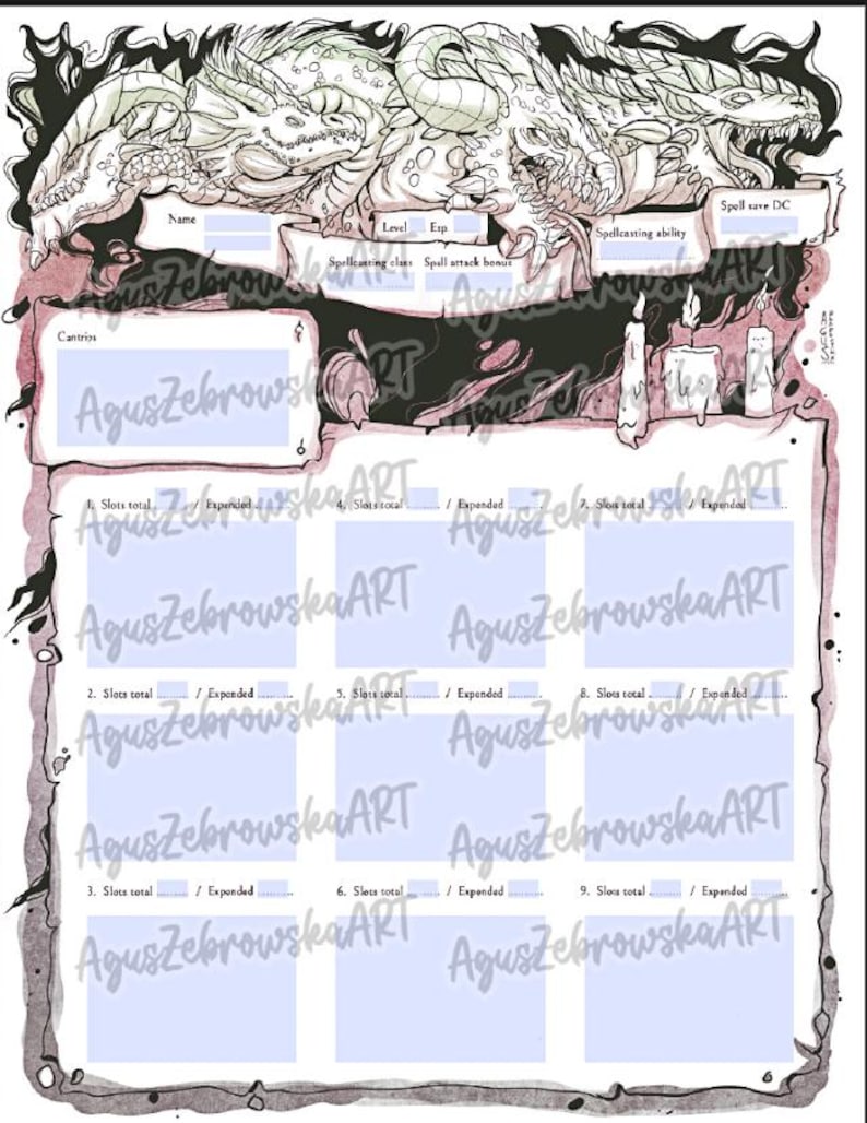D&D 5e Character Sheets - Form Fillable Sheets | Custom Dragon Design ...