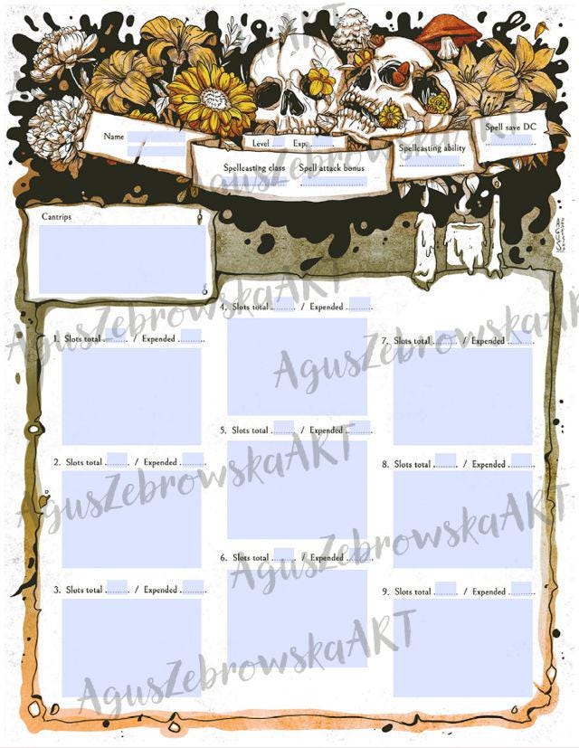 D&D 5e Character Sheets - Form Fillable Sheets | Custom Death Feywild ...