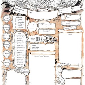 15 Hand-drawn D&D 5e Character Sheets Multiple Color Versions in One Pack Printable RPG ...