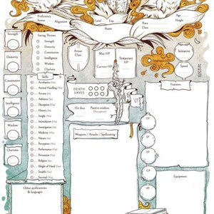 15 Hand-drawn D&D 5e Character Sheets Multiple Color Versions in One ...
