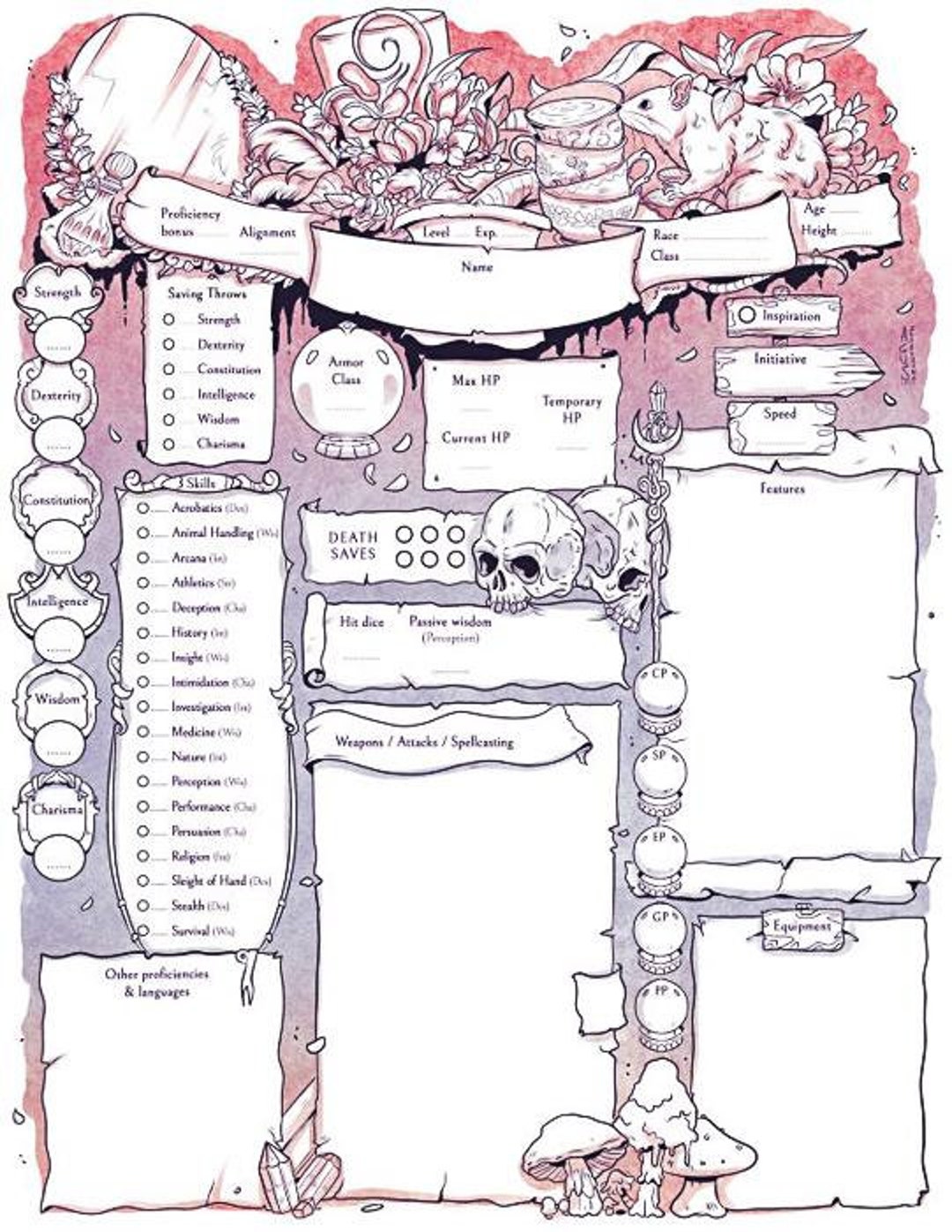 D&D 5e Character Sheets - Mirrors | Printable Dnd Character Sheets ...
