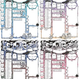 D&D Character Sheets | Printable Character Sheets Death Theme - Etsy