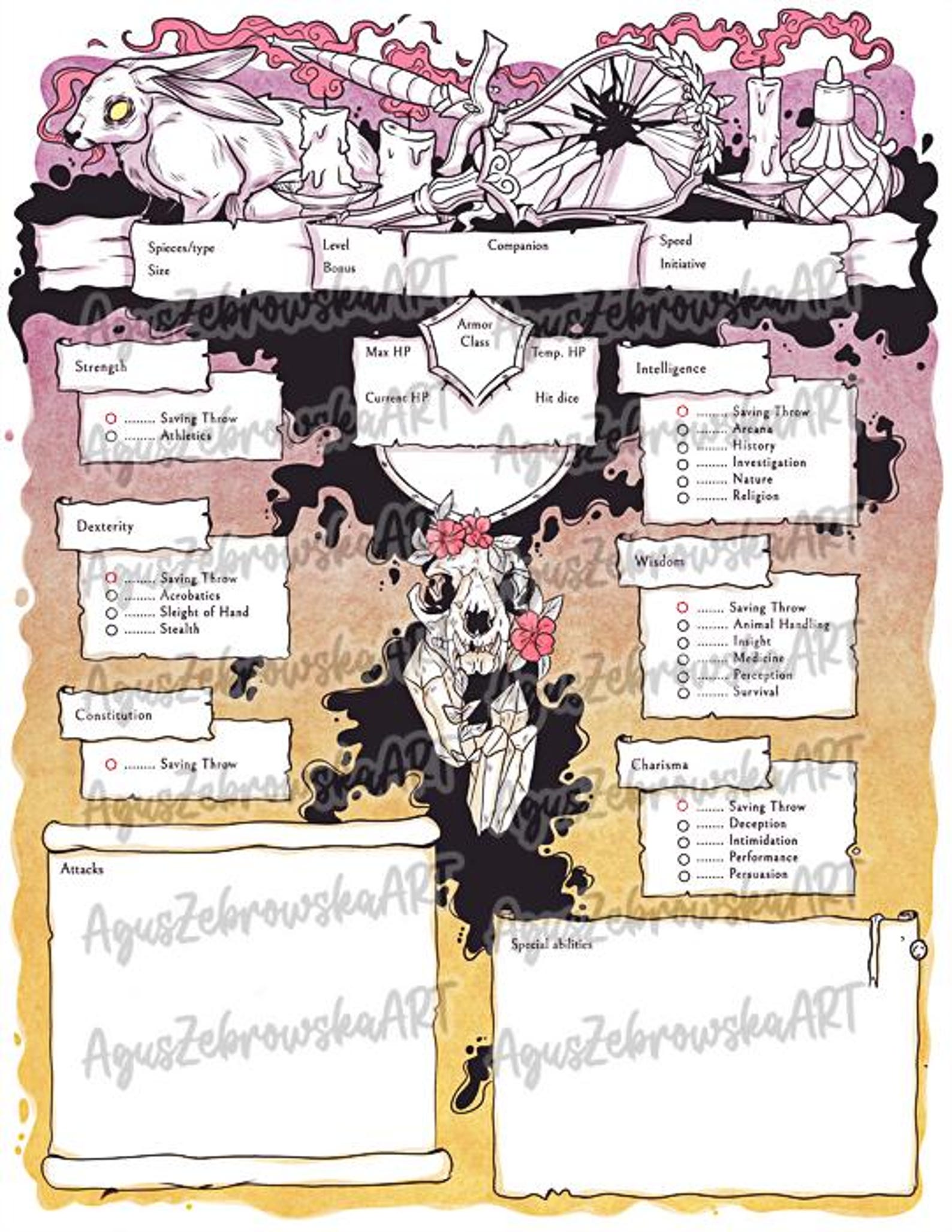 Feywild D&D 5e Character Sheets: Printable Mirror Theme (6 Pages) (PDF ...